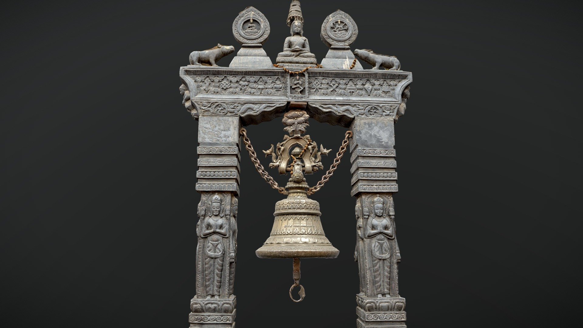 Traditional carved Bell w/ LOD - Nepal Heritage - Buy Royalty Free 3D ...