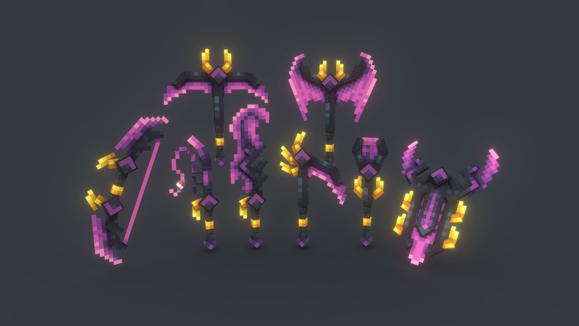 Magenta Weapons & Tools Set - 3D model by Polygony (@polygonymc ...