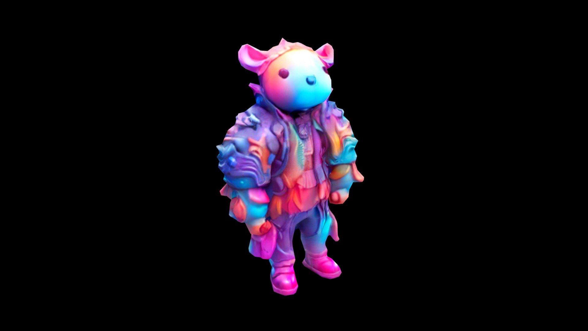 "Bear-inspired character with a psychedelic desi - Download Free 3D ...
