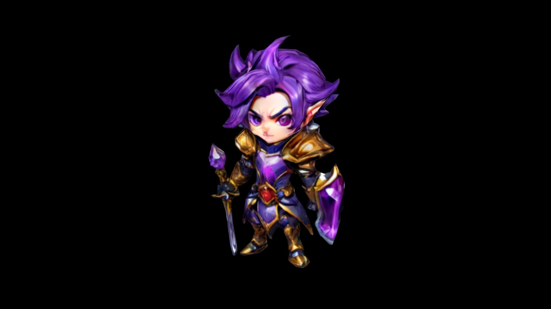 A cartoon anime fantasy character with purple ha - Download Free 3D ...