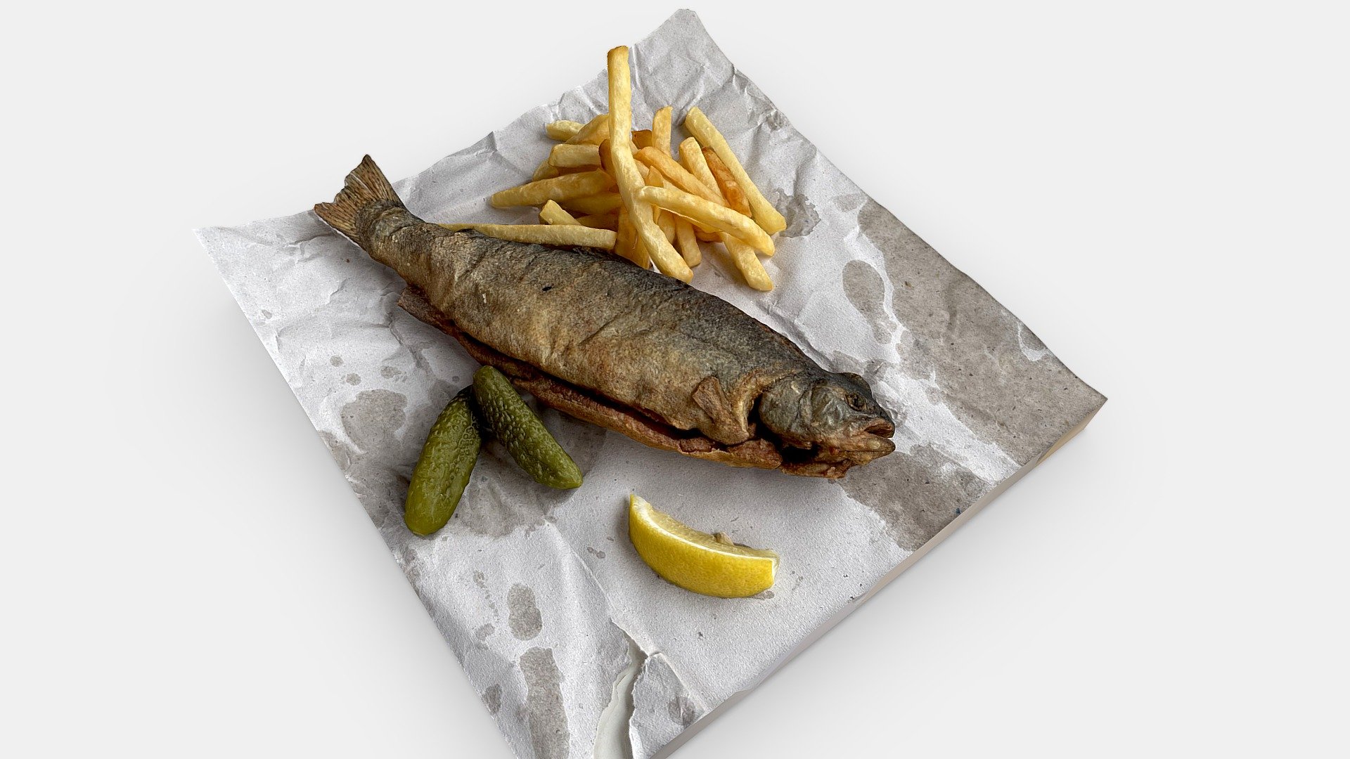 Fried fish (trout) - 3D model by Zoltanfood [250a3e4] - Sketchfab
