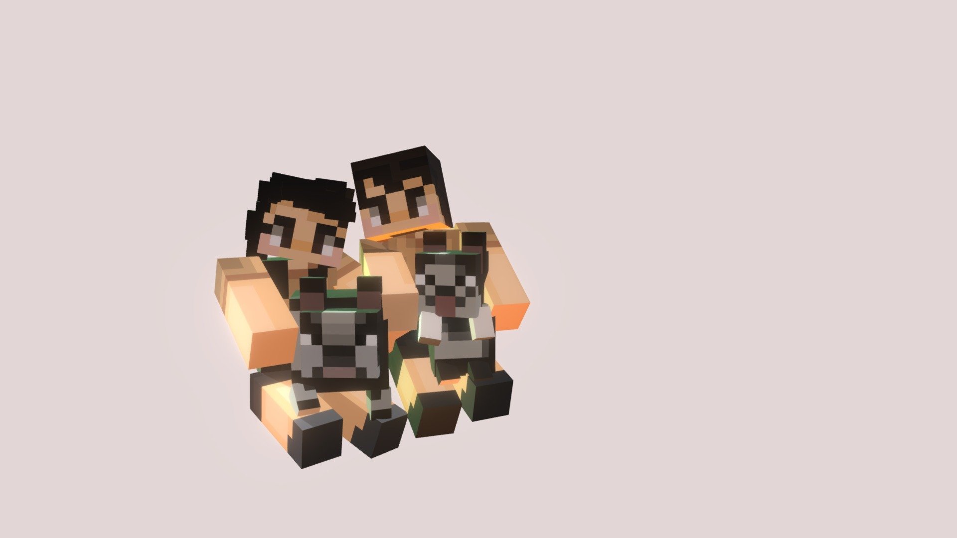 mc couple with two dogs - 3D model by ishiyatune.08 [2513bb0] - Sketchfab