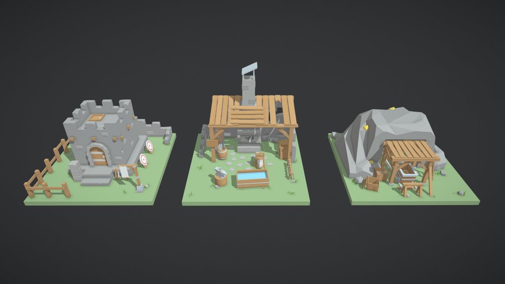 low poly building - A 3D model collection by marcus_mercer - Sketchfab