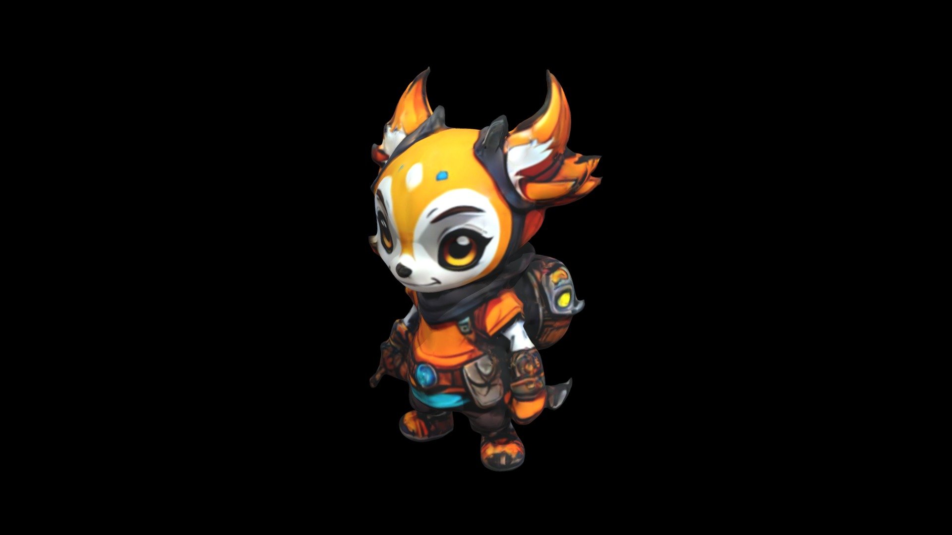 a cartoon drawing of a fox with a backpack - Download Free 3D model by ...
