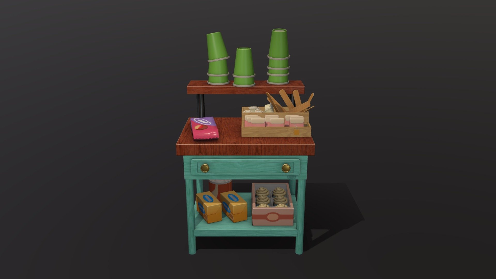 Tea Set Table - 3D model by samanta (@leeciyisamanta) [25377f5] - Sketchfab