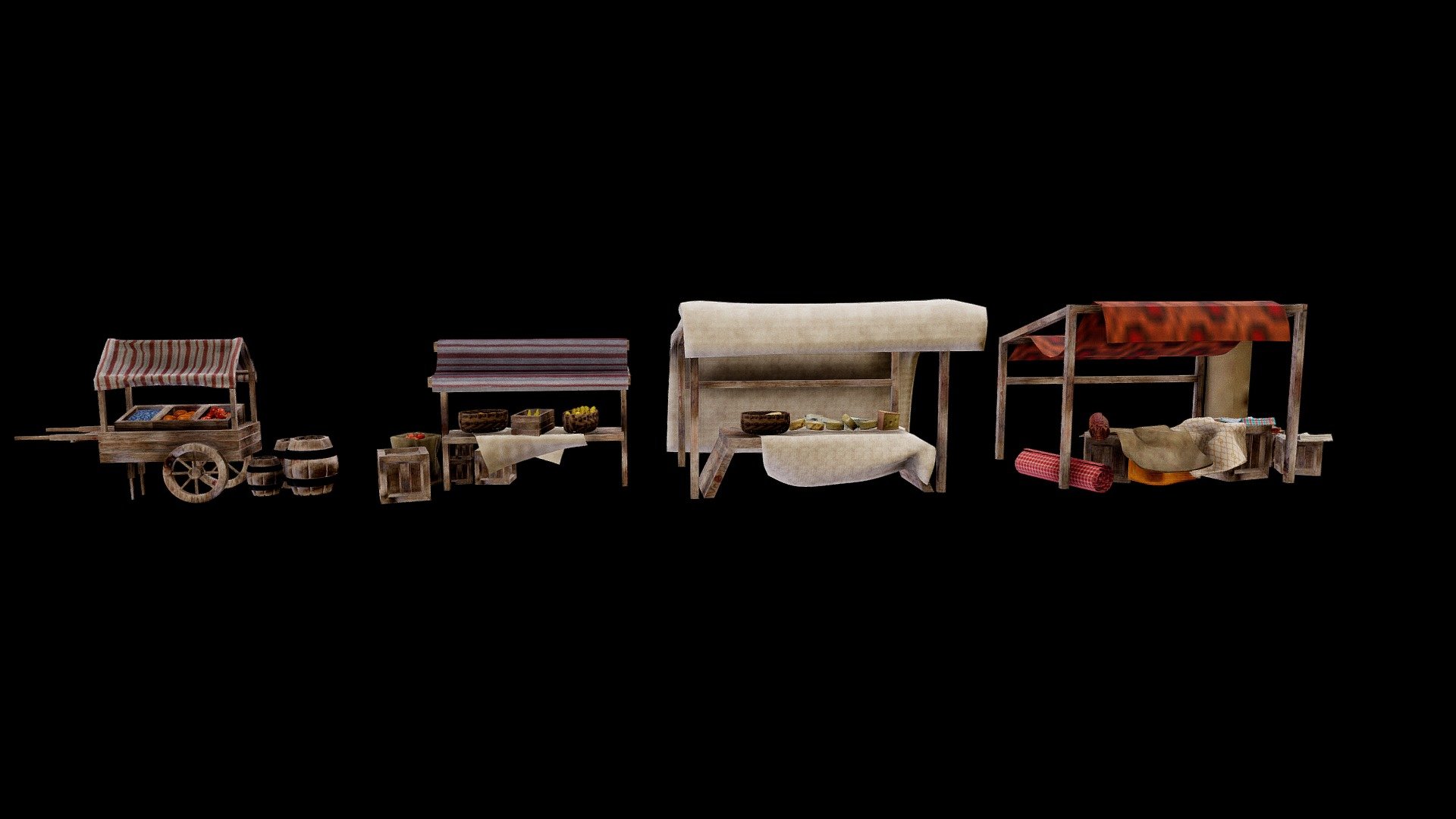 Medieval Market Stalls Asset - Buy Royalty Free 3D model by Elthir ...