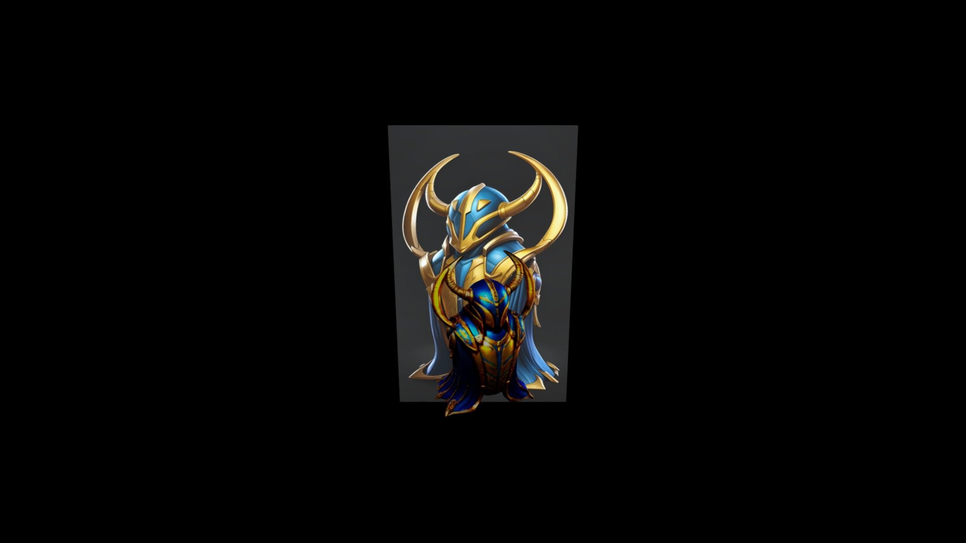 a blue and gold armor with horns This image is a - Download Free 3D ...