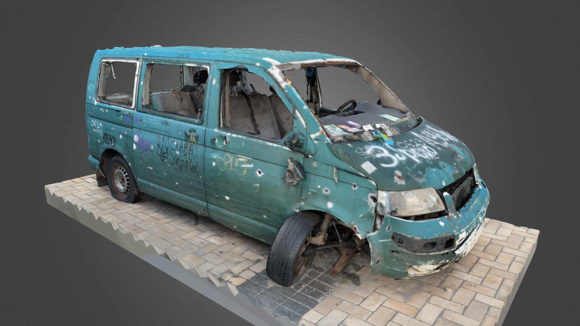 Destroyed Car (Minibus) - Download Free 3D model by Serhii Revenko (@r ...