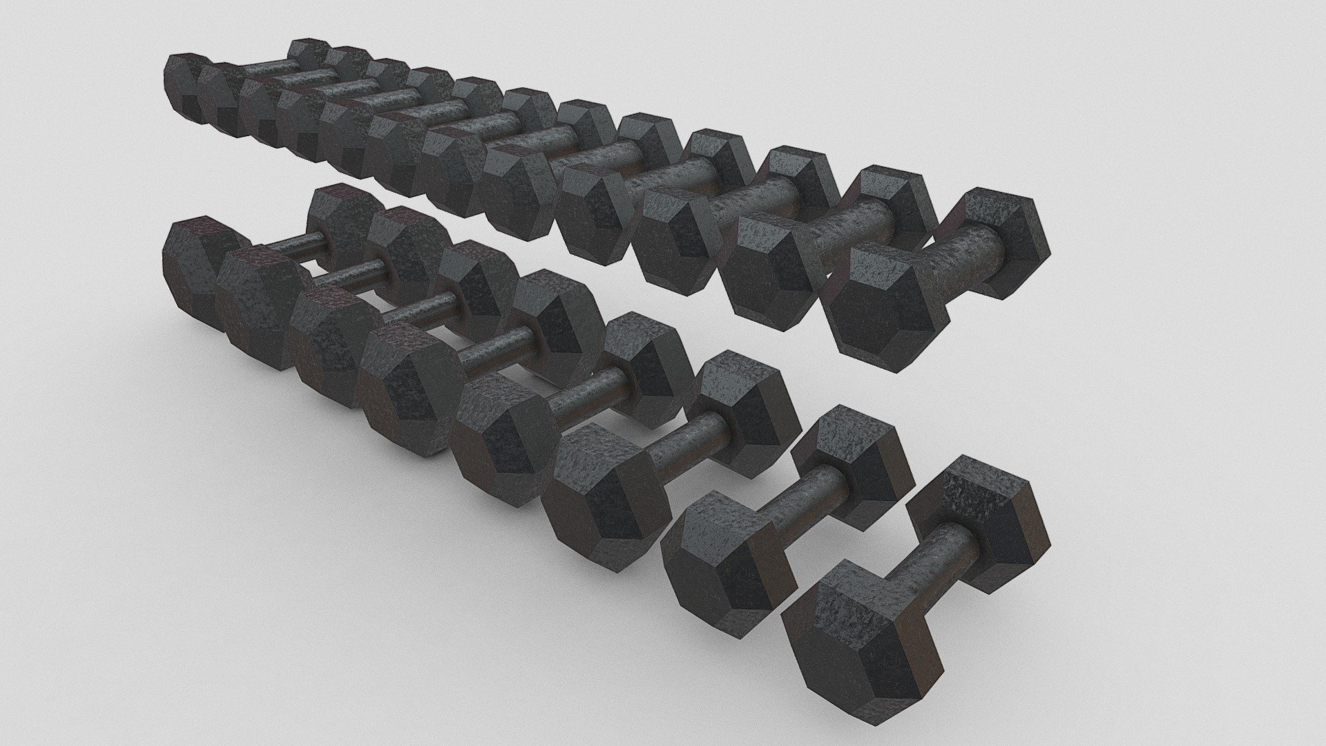 Hexagon Dumbbells Set - Buy Royalty Free 3D model by Marc Sawyer ...