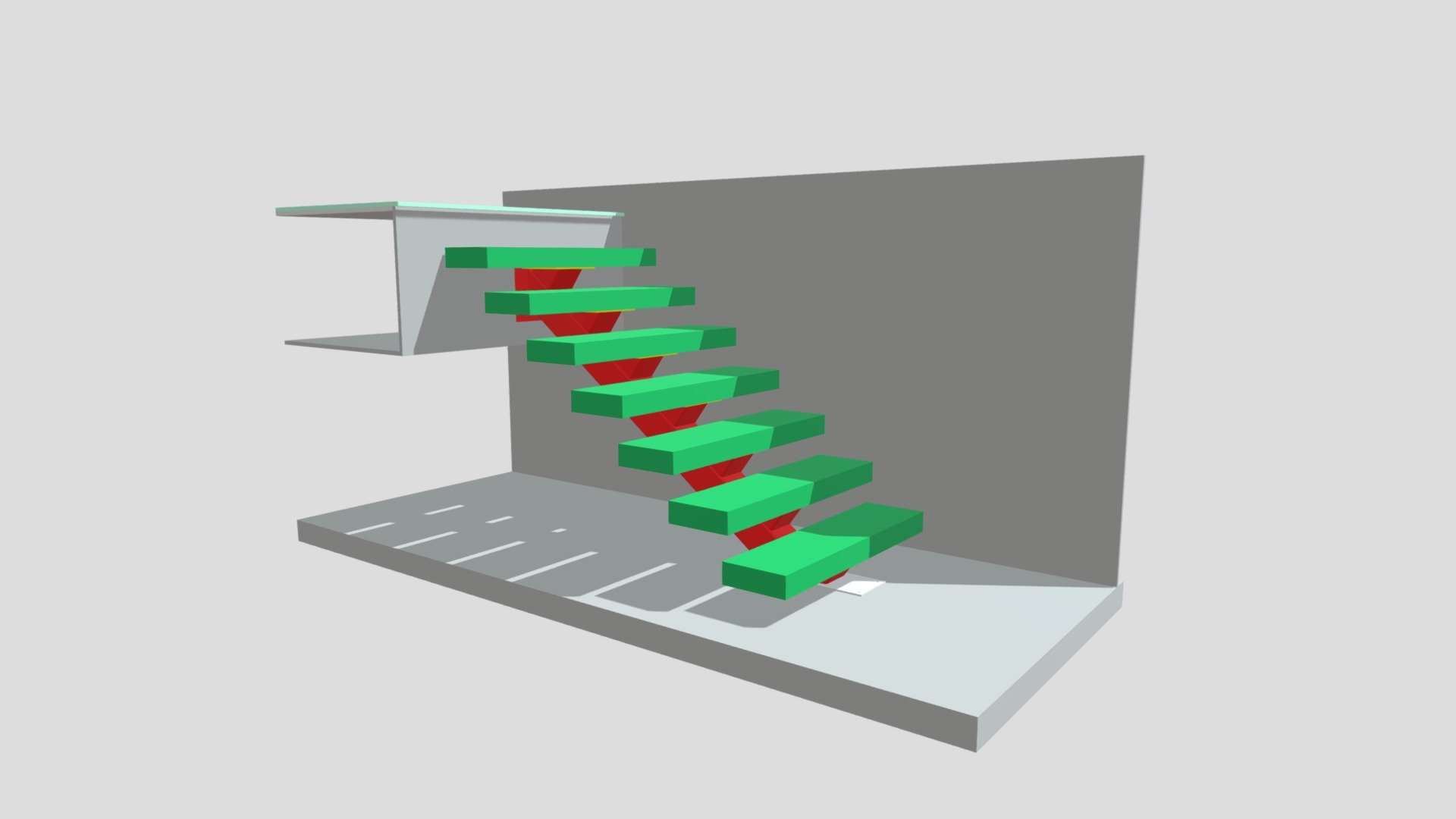 Straight Run Single Stringer Model - 3D model by JD Stairs ...
