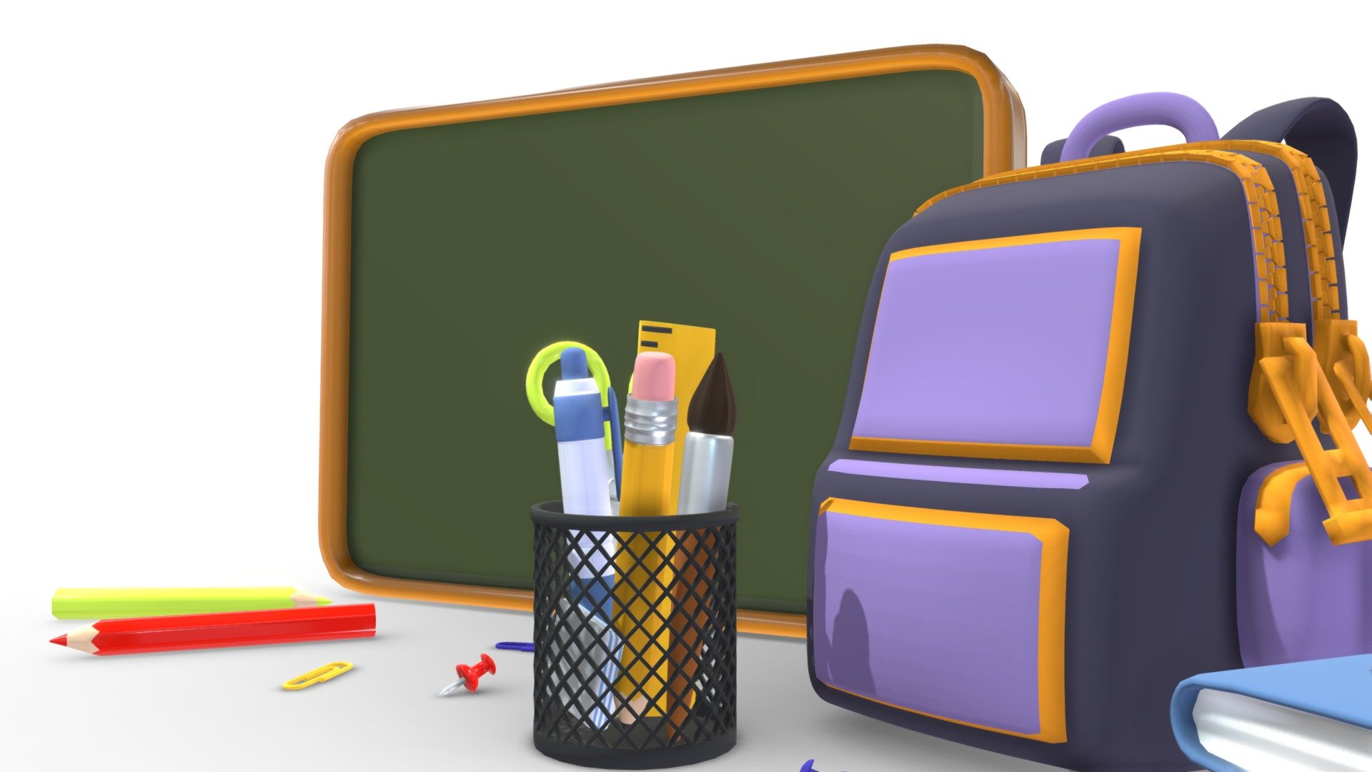 School tools 3d diorama icon style - 3D model by GoodMoodMaster ...