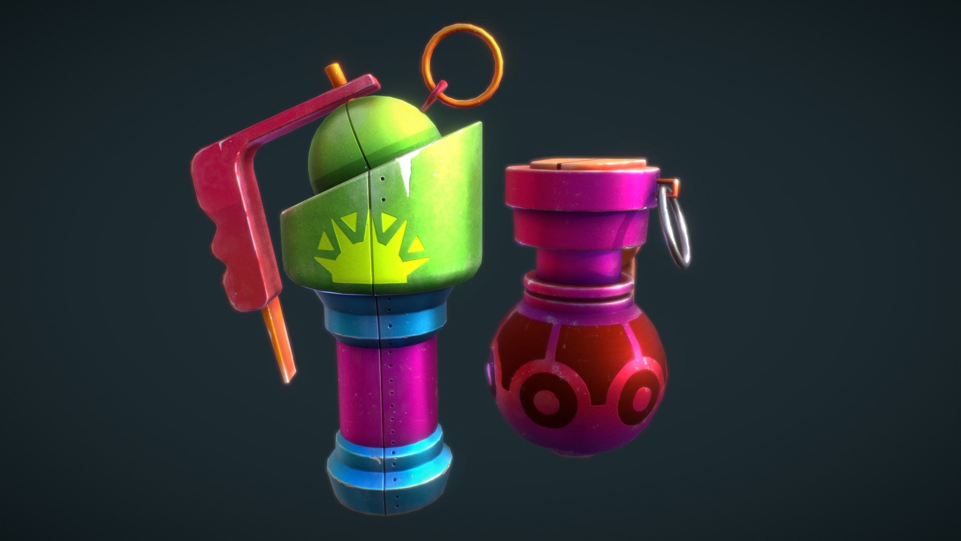 Stylized game-ready grenade and flash bomb - 3D model by rukitu ...