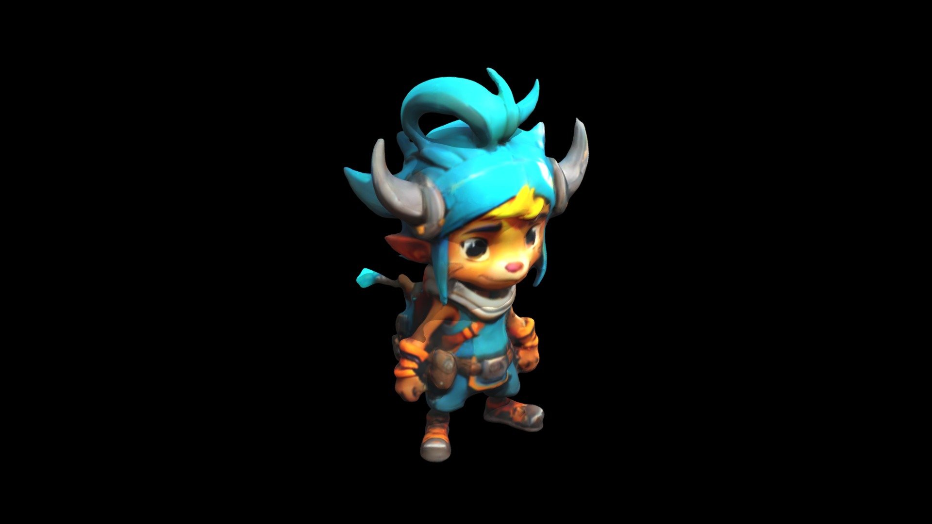 a cartoon character with horns and a blue hel - Download Free 3D model ...