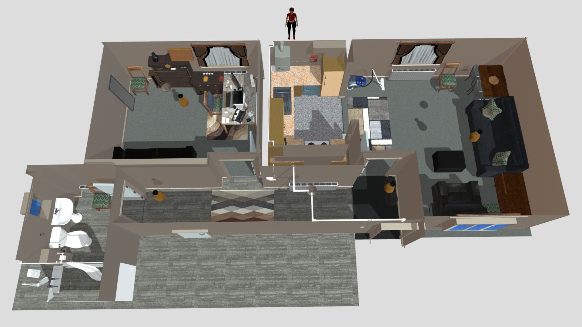 Single Bedroom Flat Interior v0.1 WIP Preview - 3D model by ...