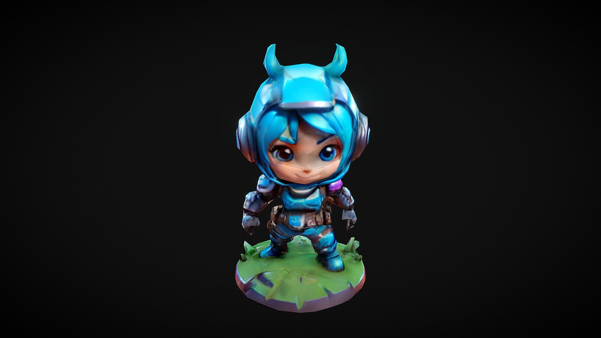 Anime character figurine: Blue-horned knight gir - Download Free 3D ...