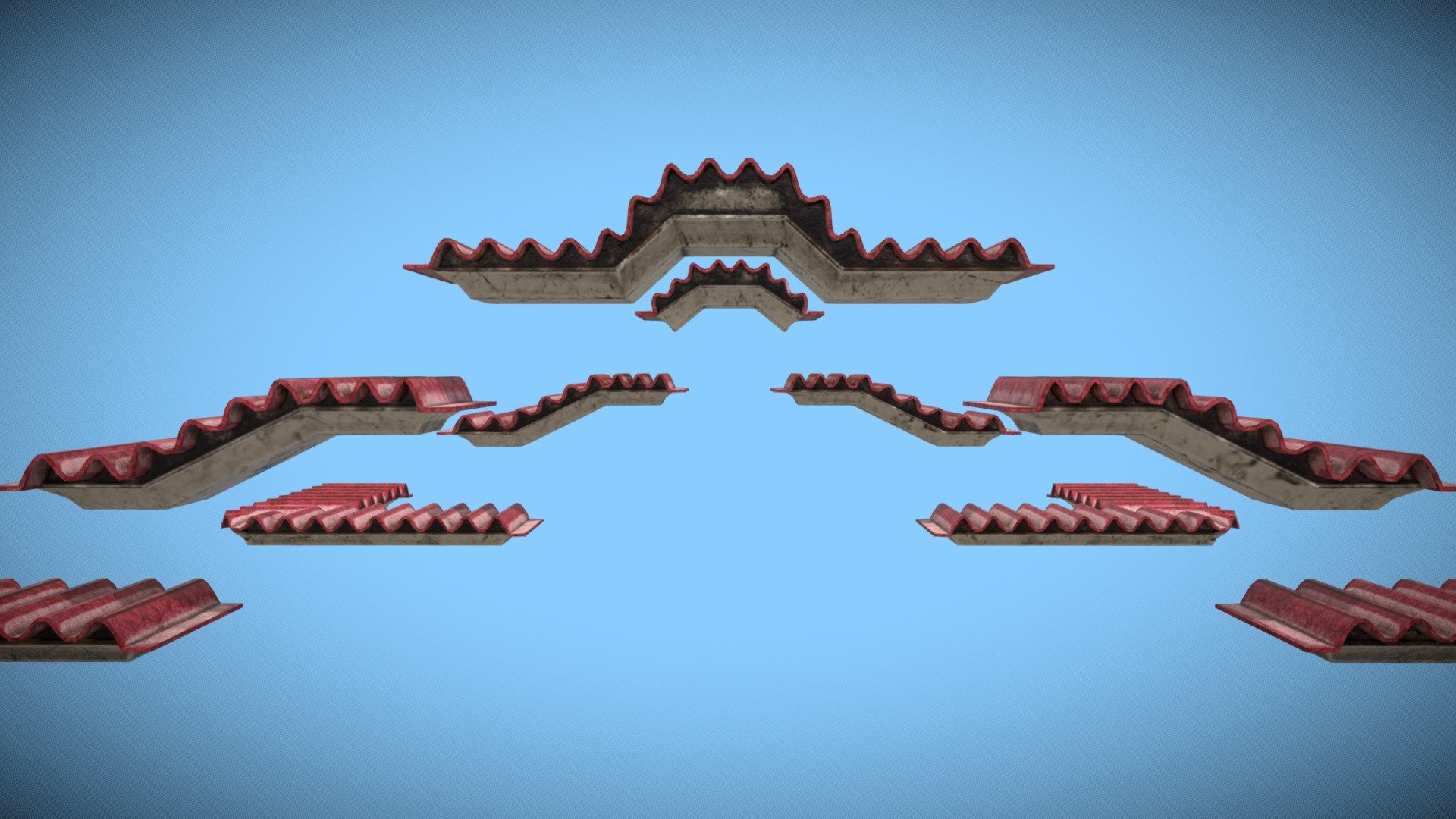 Tiled Edges Train Station Roof Pack - Buy Royalty Free 3D model by ...