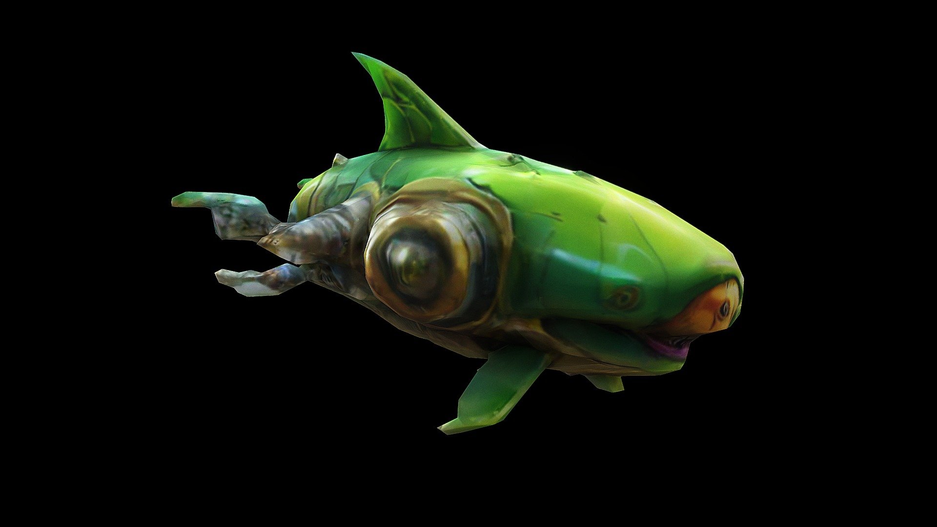 an illustration of a green shark with a yello - Download Free 3D model ...