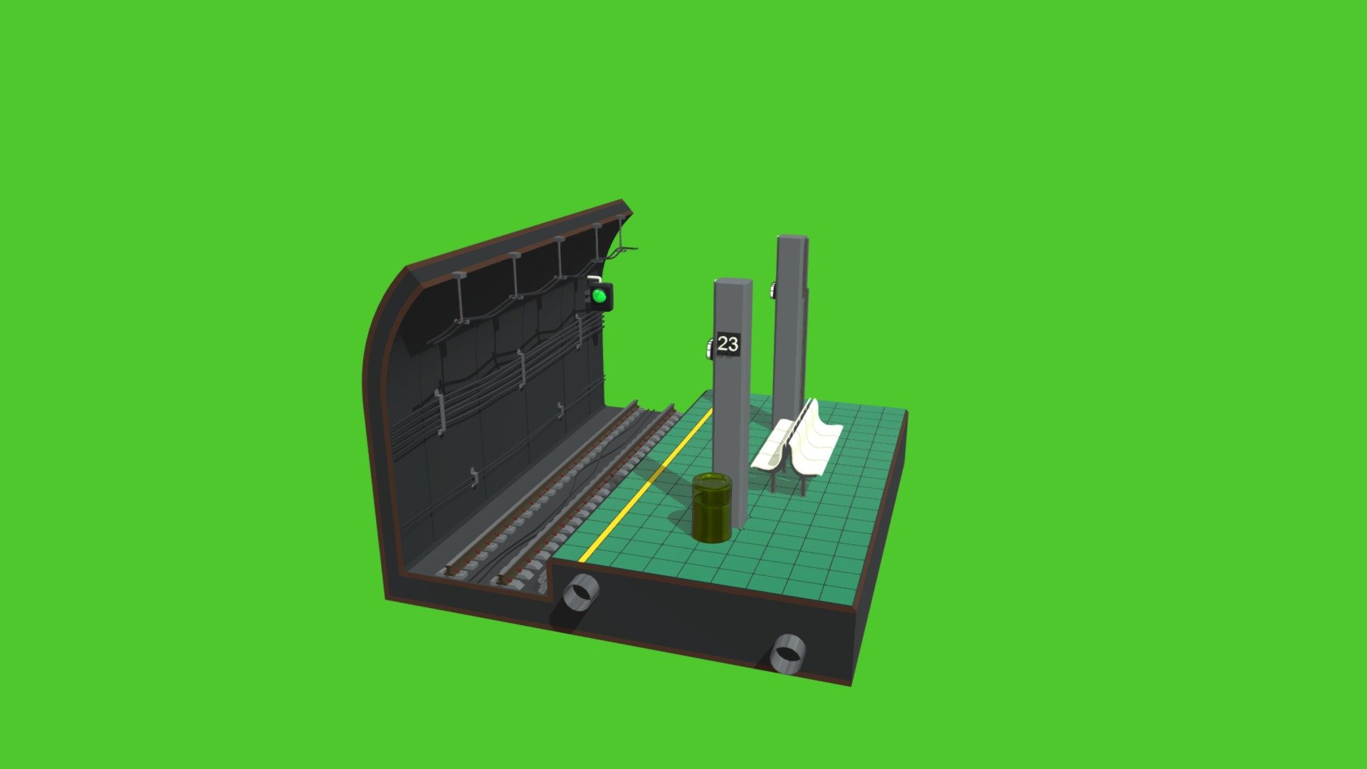 low_poly_style_subway_station_section - Download Free 3D model by ...