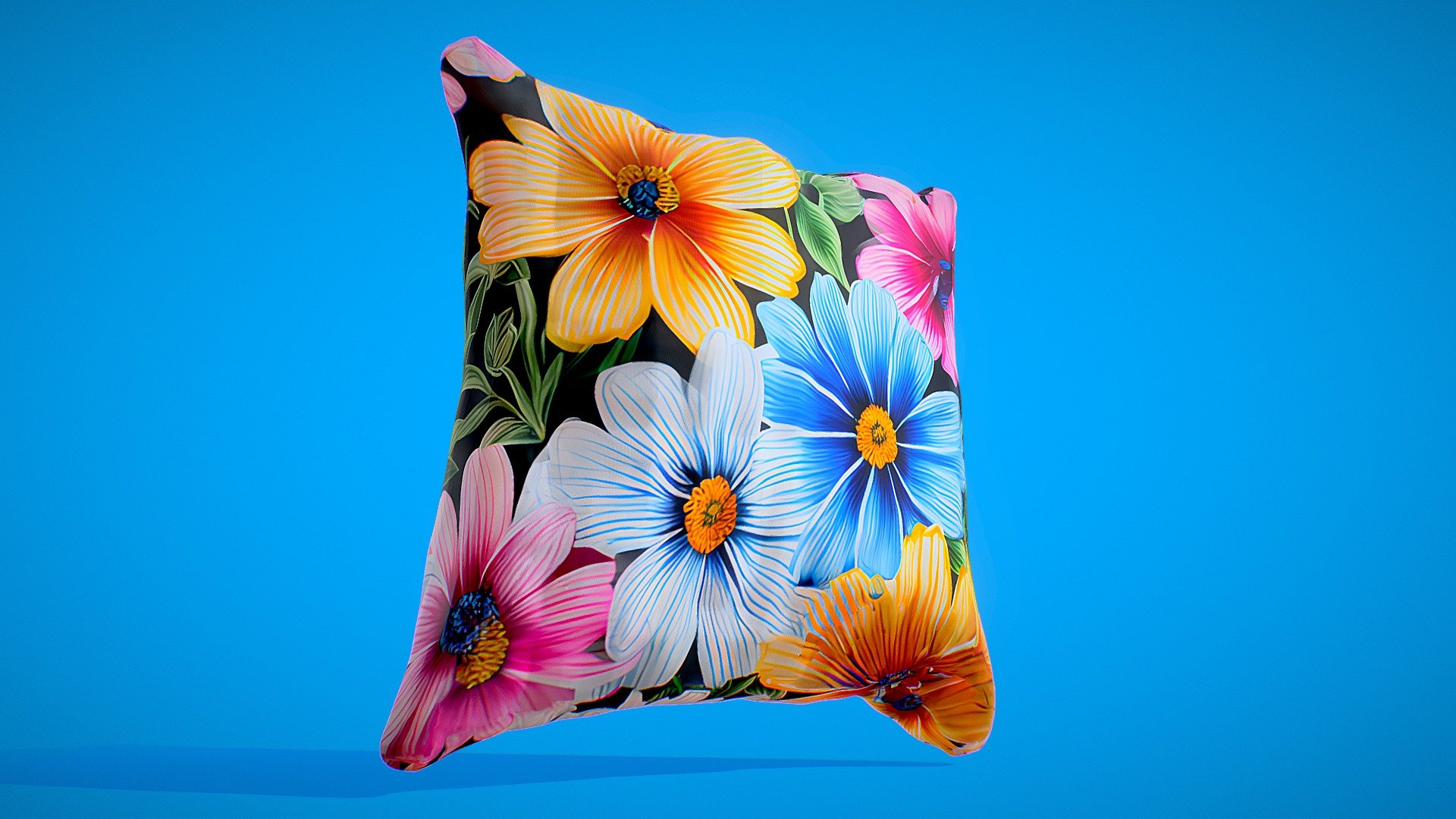 Colorful floral cushion - Download Free 3D model by Verticle [2614ca2 ...