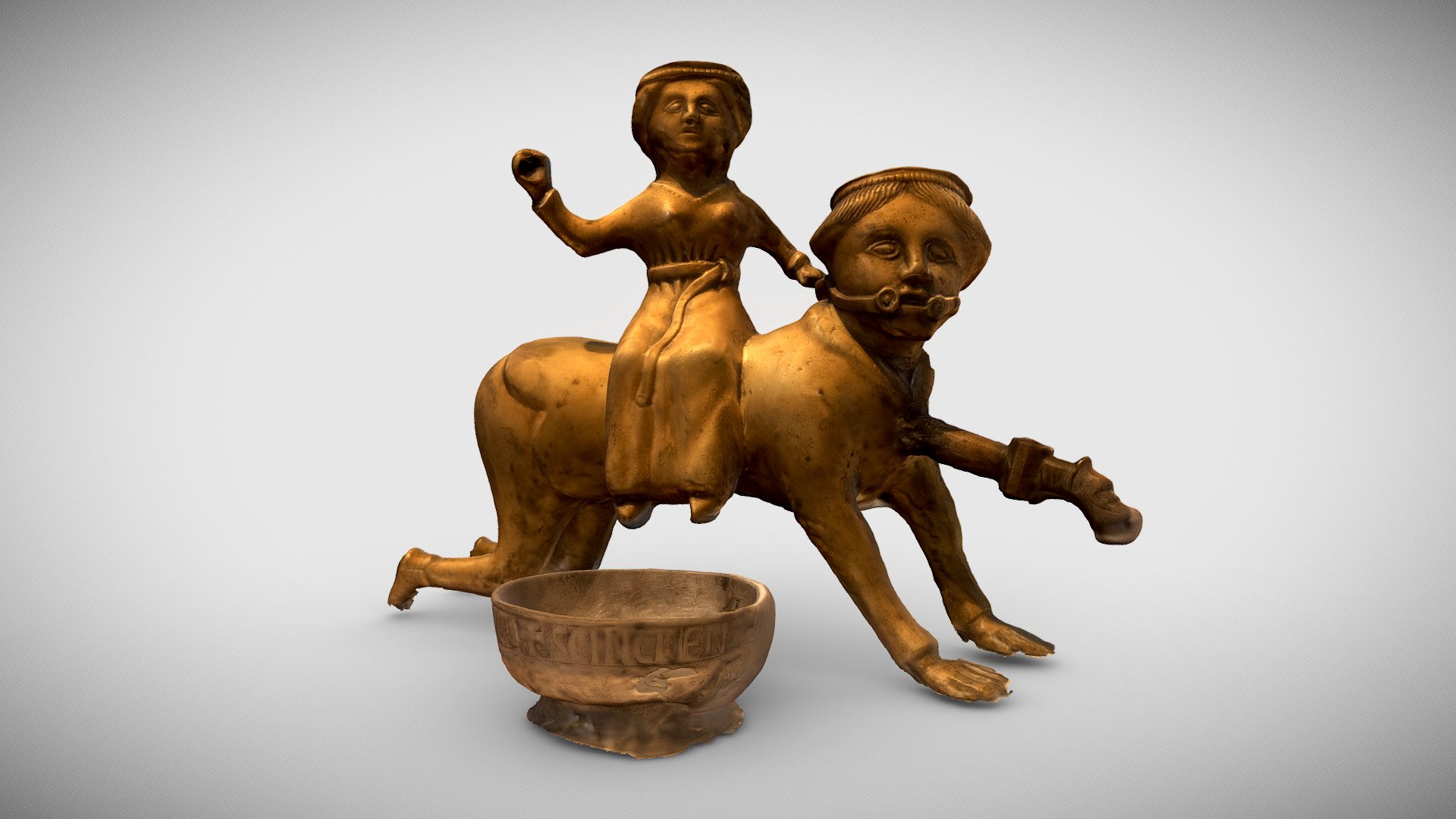 Aquamanile representing Aristote and Phyllis - Buy Royalty Free 3D ...