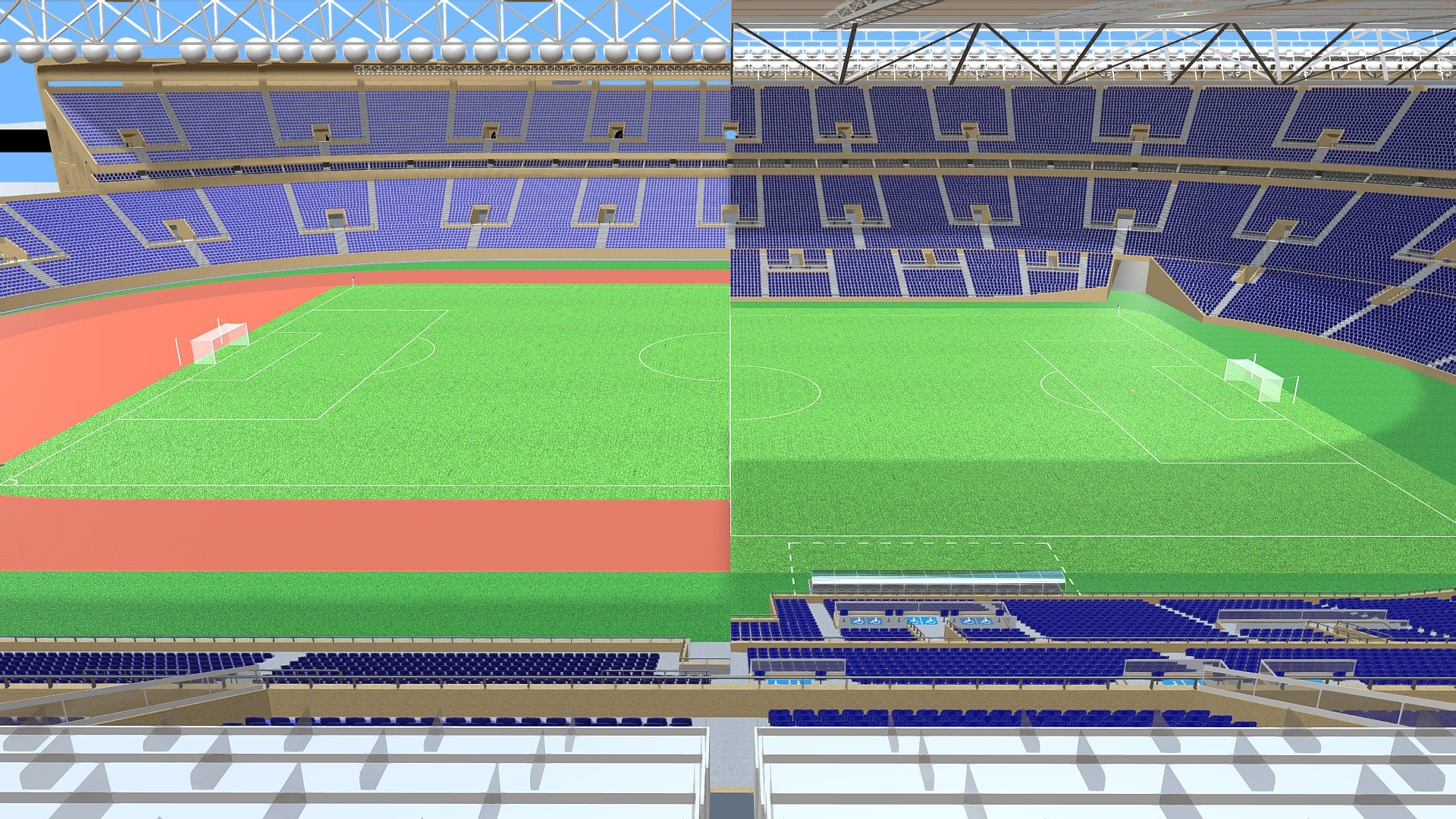 Stadium renovation: from athletics to football - Buy Royalty Free 3D ...