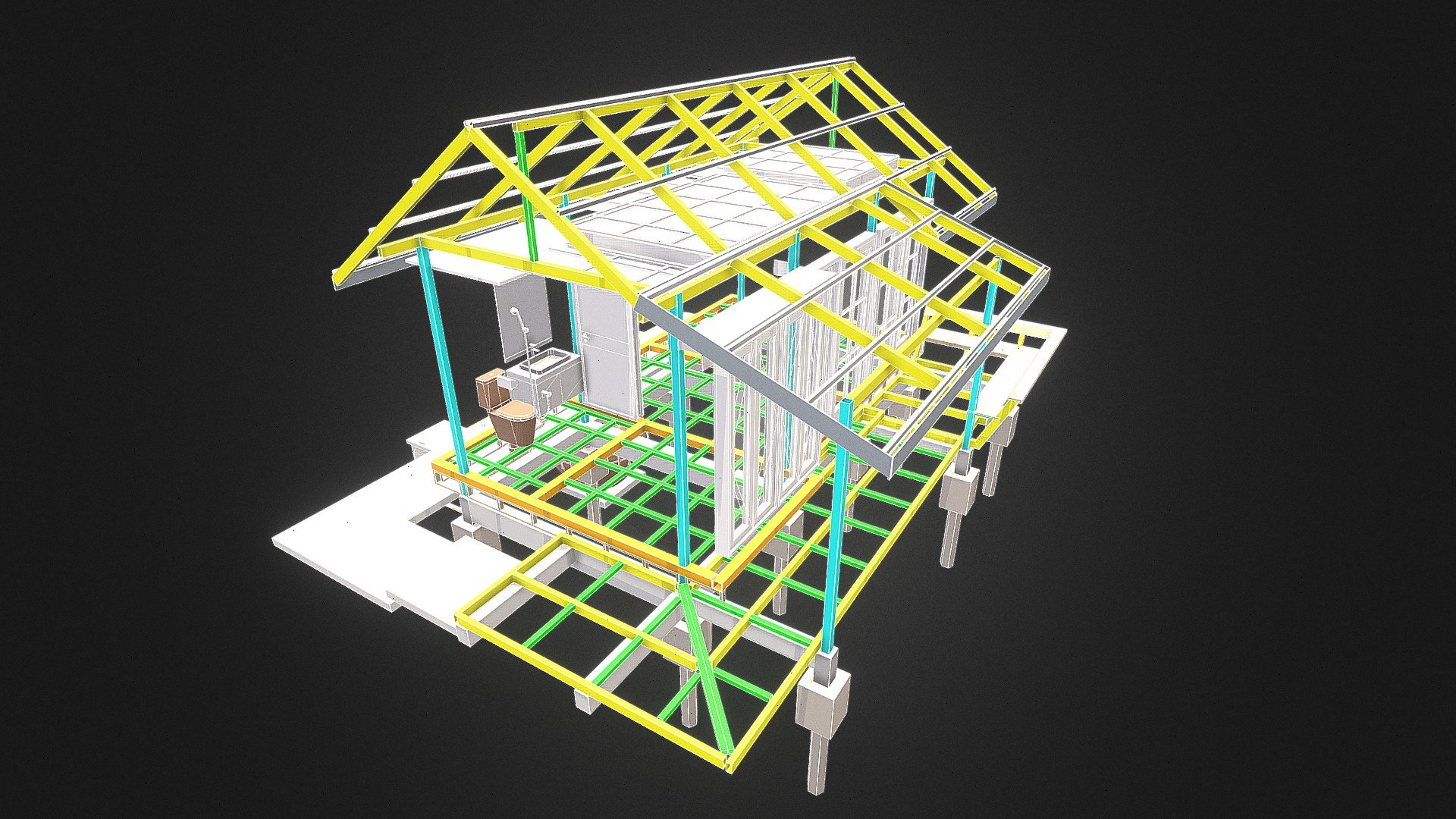 Knockdown Japaness House_ Structure - Download Free 3D model by ...
