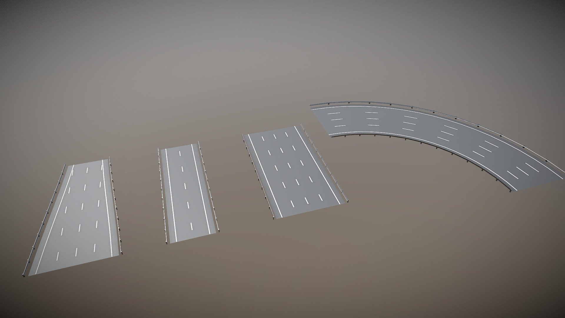 Lowpoly Highway Roads: 2 & 4-Lane, 90º, 4-to-2 - 3D model by TeamMima ...