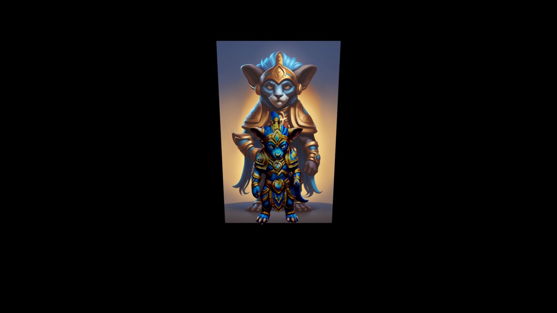 a cartoon image of a cat with a golden armor and - Download Free 3D ...