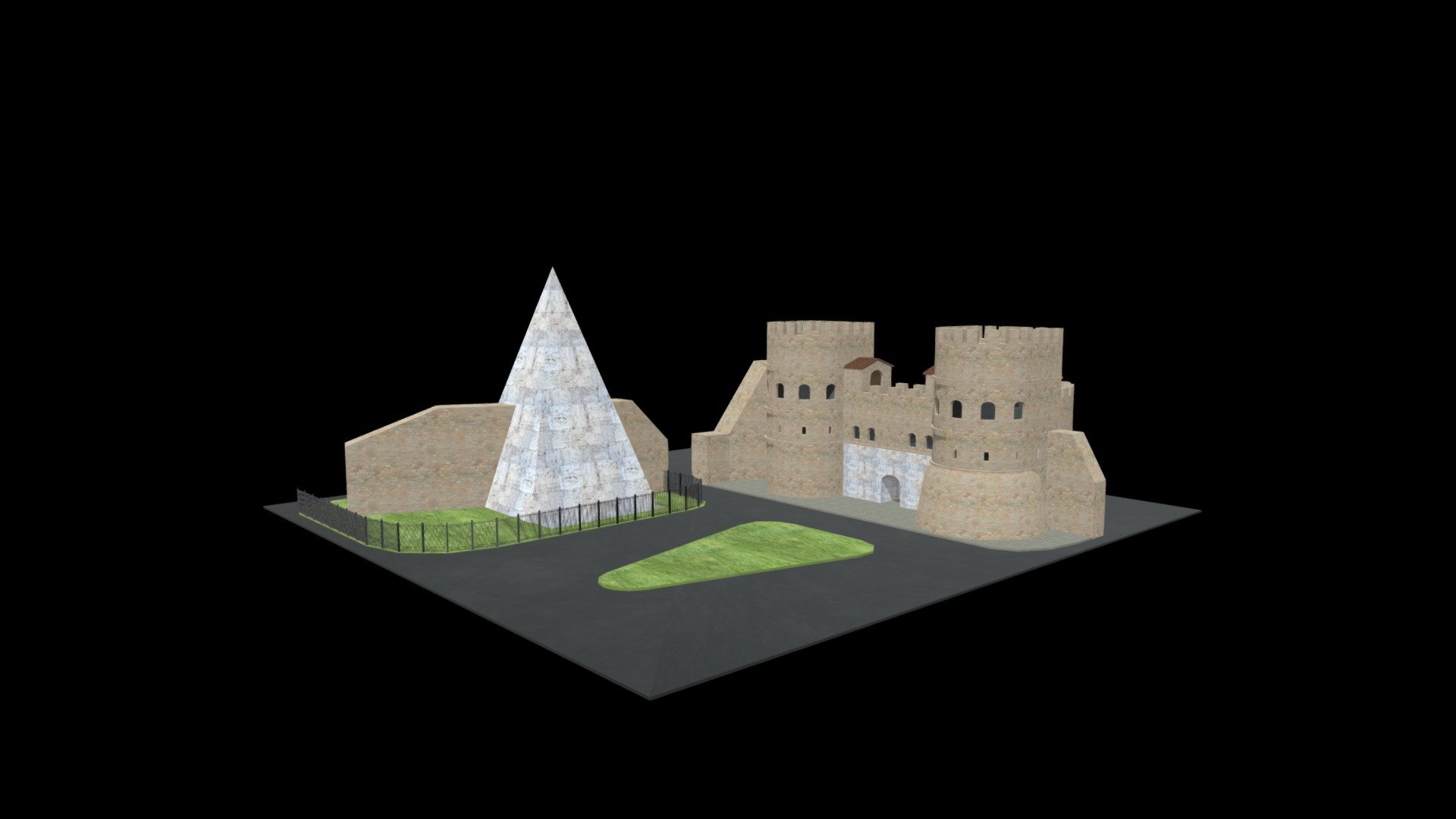 San Paolo Gate (Rome-Italy) - 3D model by 3D View (@dimoduk) [264a878 ...