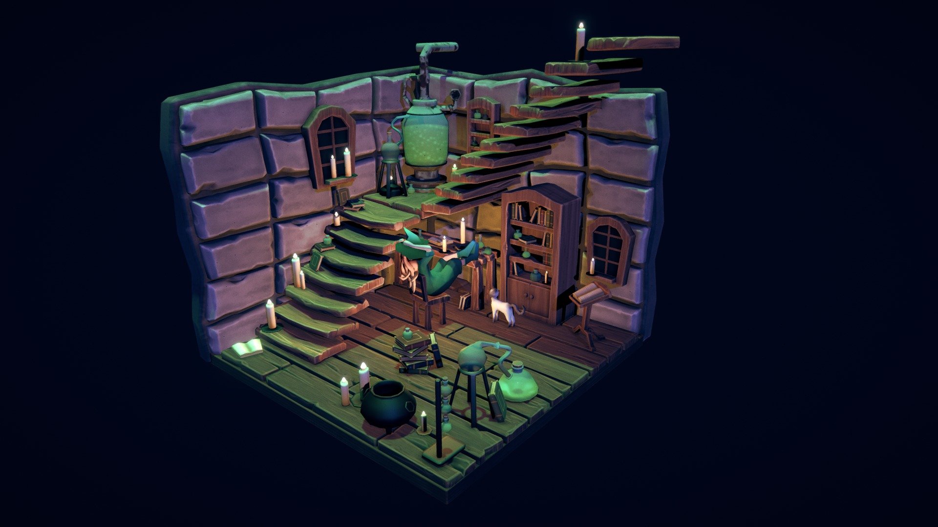 Alchemy Room Fantasy Set Diorama - Buy Royalty Free 3D model by Julius ...