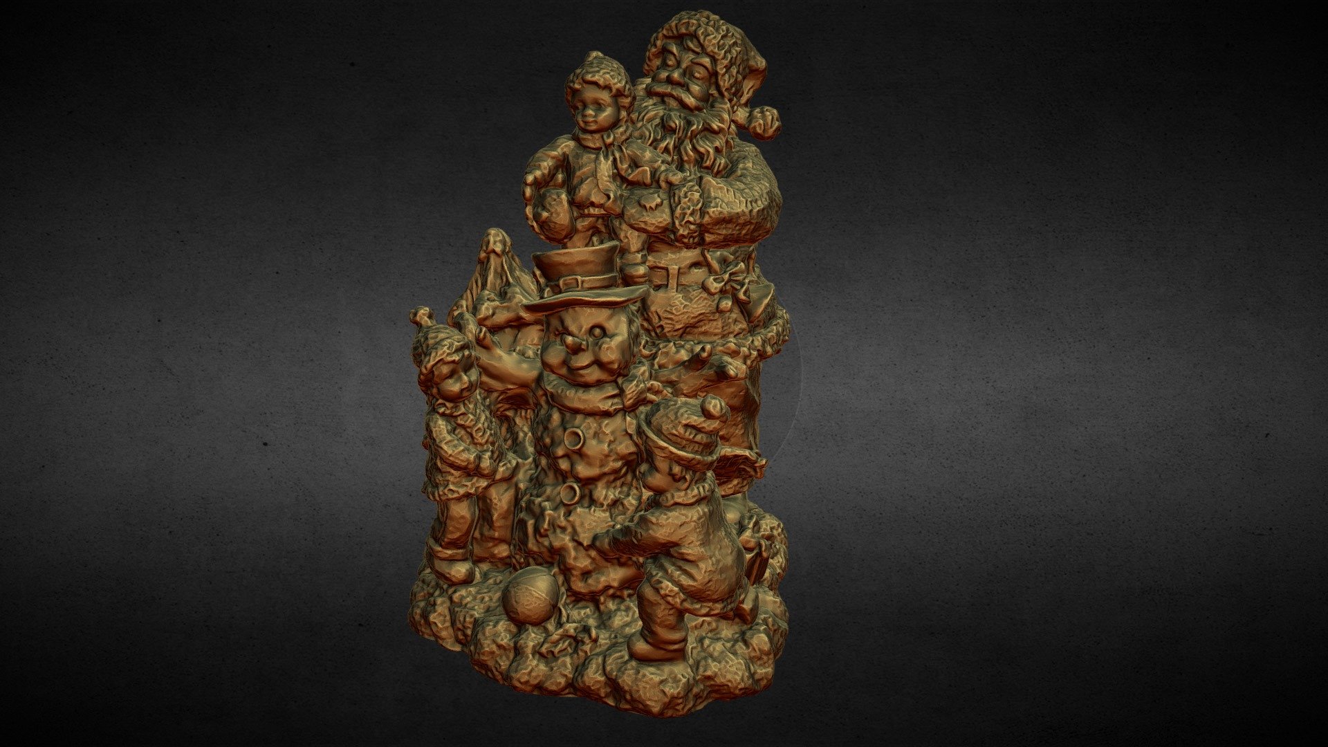 Children Building A Snowman With Santa - Buy Royalty Free 3D model by ...