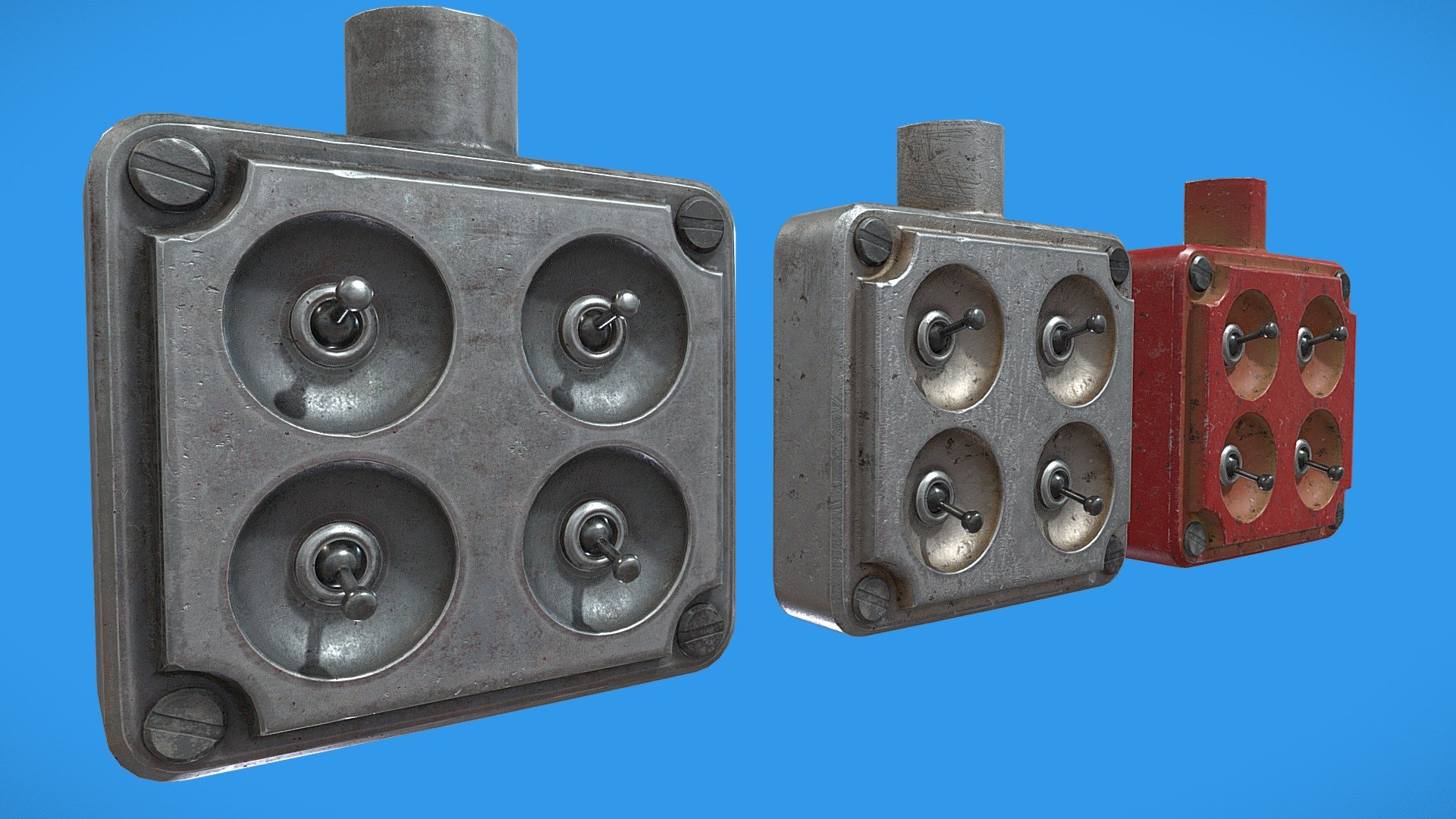 Vintage Industrial Quad Switches Type B - Download Free 3D model by Mad ...