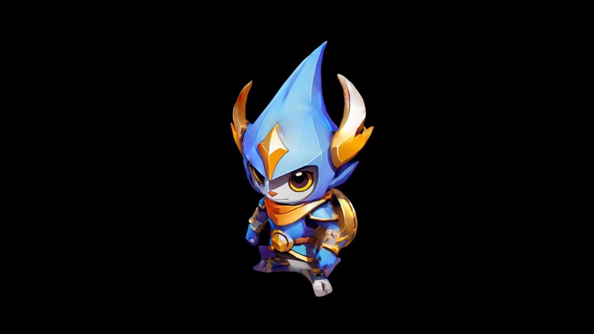 A chibi style character with blue and gold armor - Download Free 3D ...
