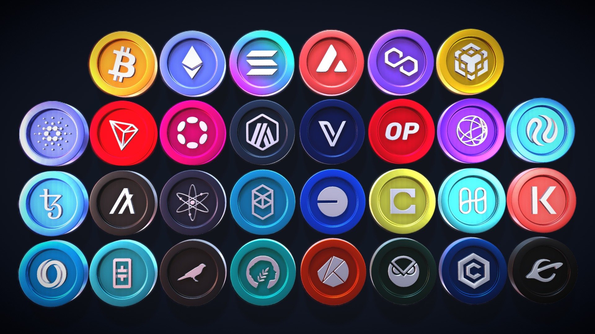 Pack 3D Blockchain - 30 Cryptos - 3D model by ArthurIsWorking [2681633 ...