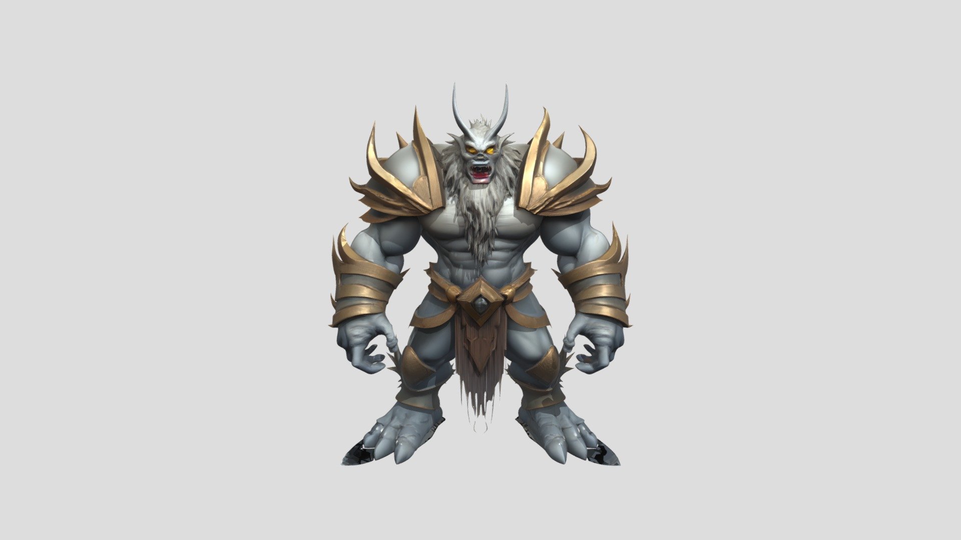 Armored demon warrior with horns and fangs - 3D model by gauntlet ...