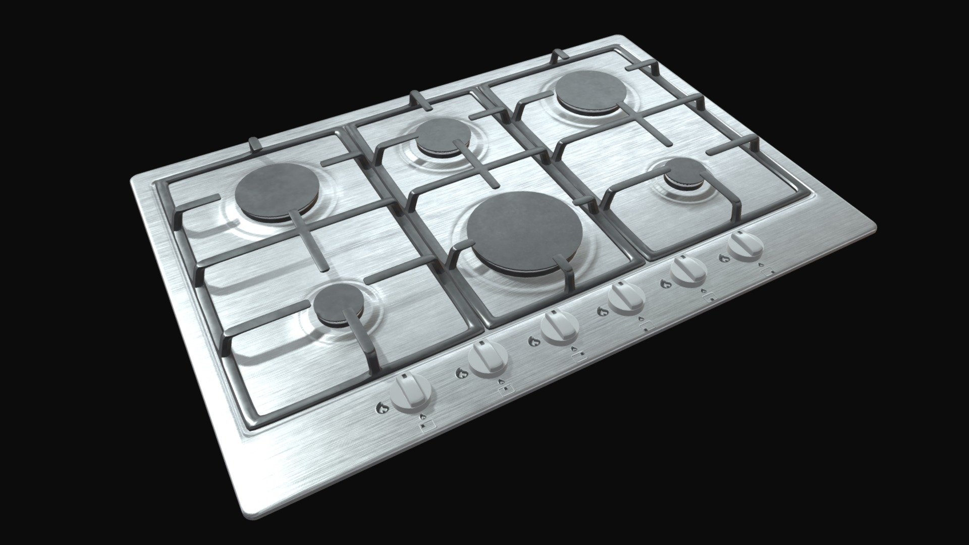 6 burners gas hob - Buy Royalty Free 3D model by FrancescoMilanese ...
