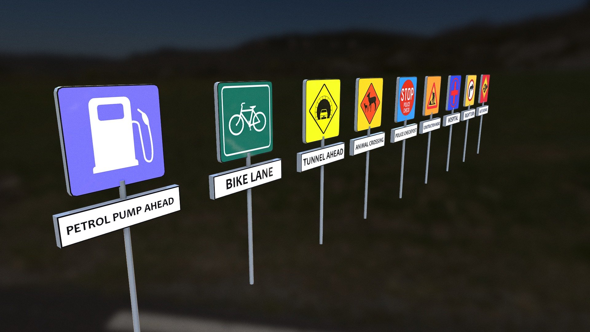 Road Signs - Download Free 3D model by PropShop™ (@syedabbas0815 ...
