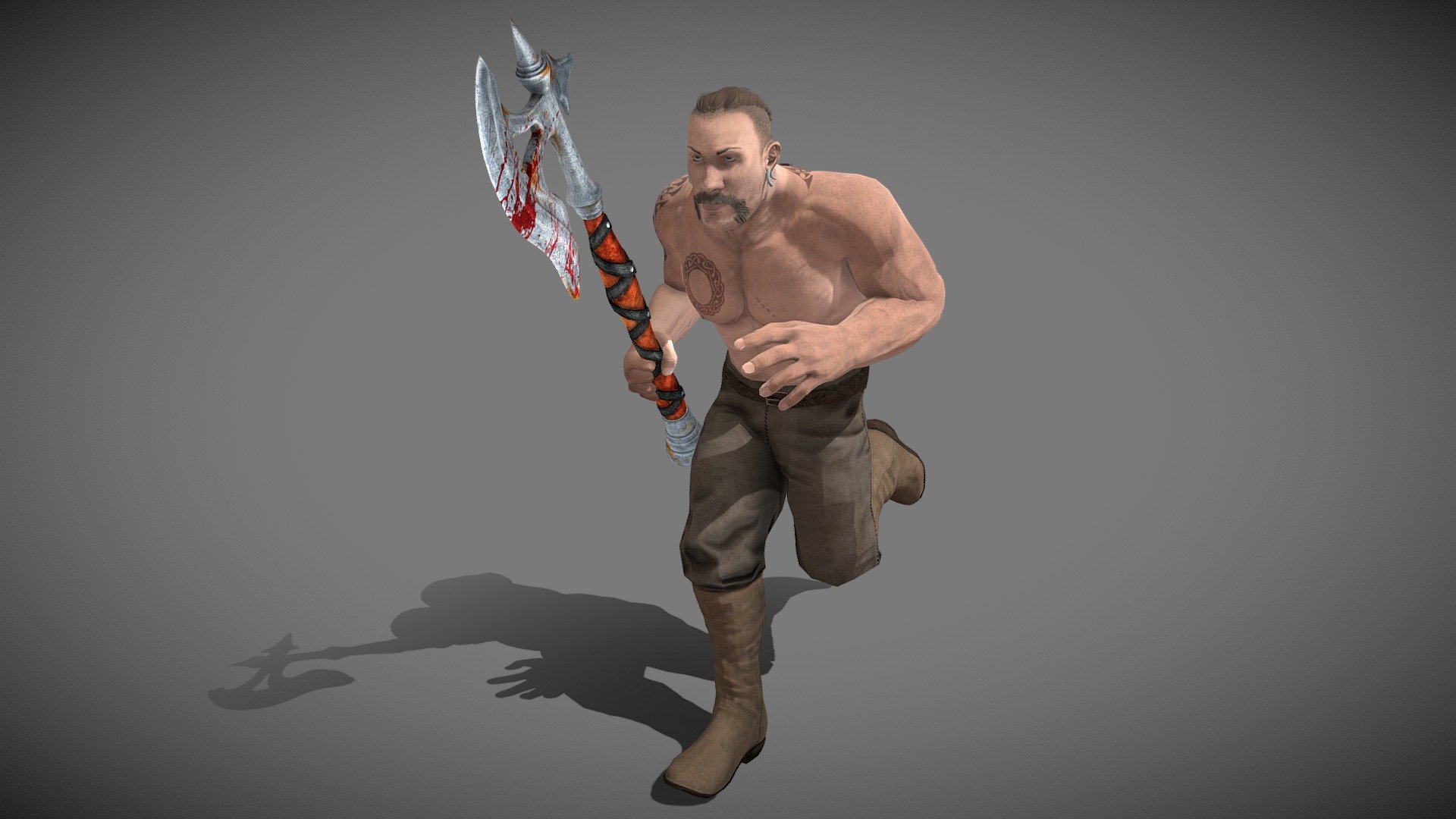 Animated Warrior Character Runs with Axe - 3D model by LasquetiSpice ...