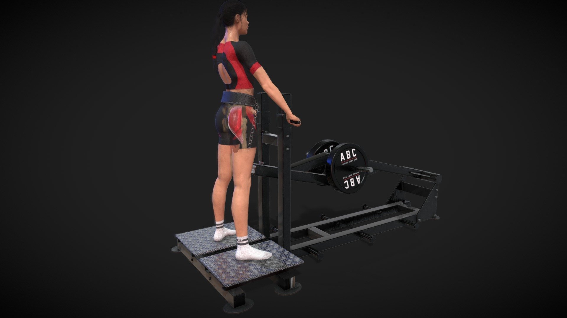 Belt Squat Exercise Working The Glutes Muscles - 3D model by Mike - 3D ...