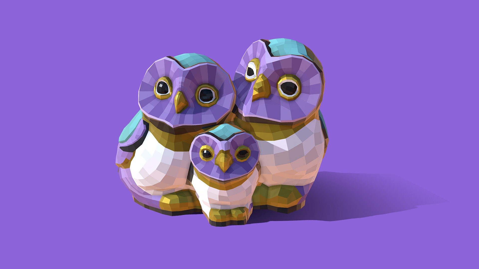 Low Poly Owl Family home decoration - Download Free 3D model by Denys ...