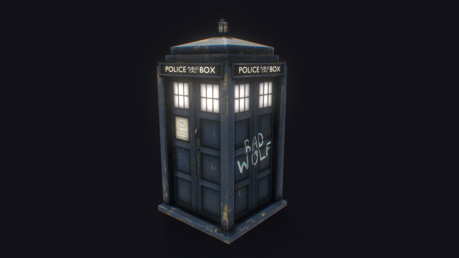 Tardis 2005 Destroyed Bad Wolf Version - 3D model by Korunoski Designs ...