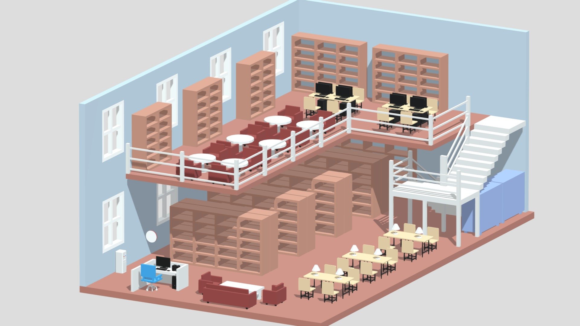 Cartoon Library Interior - Buy Royalty Free 3D model by Philip Storm ...