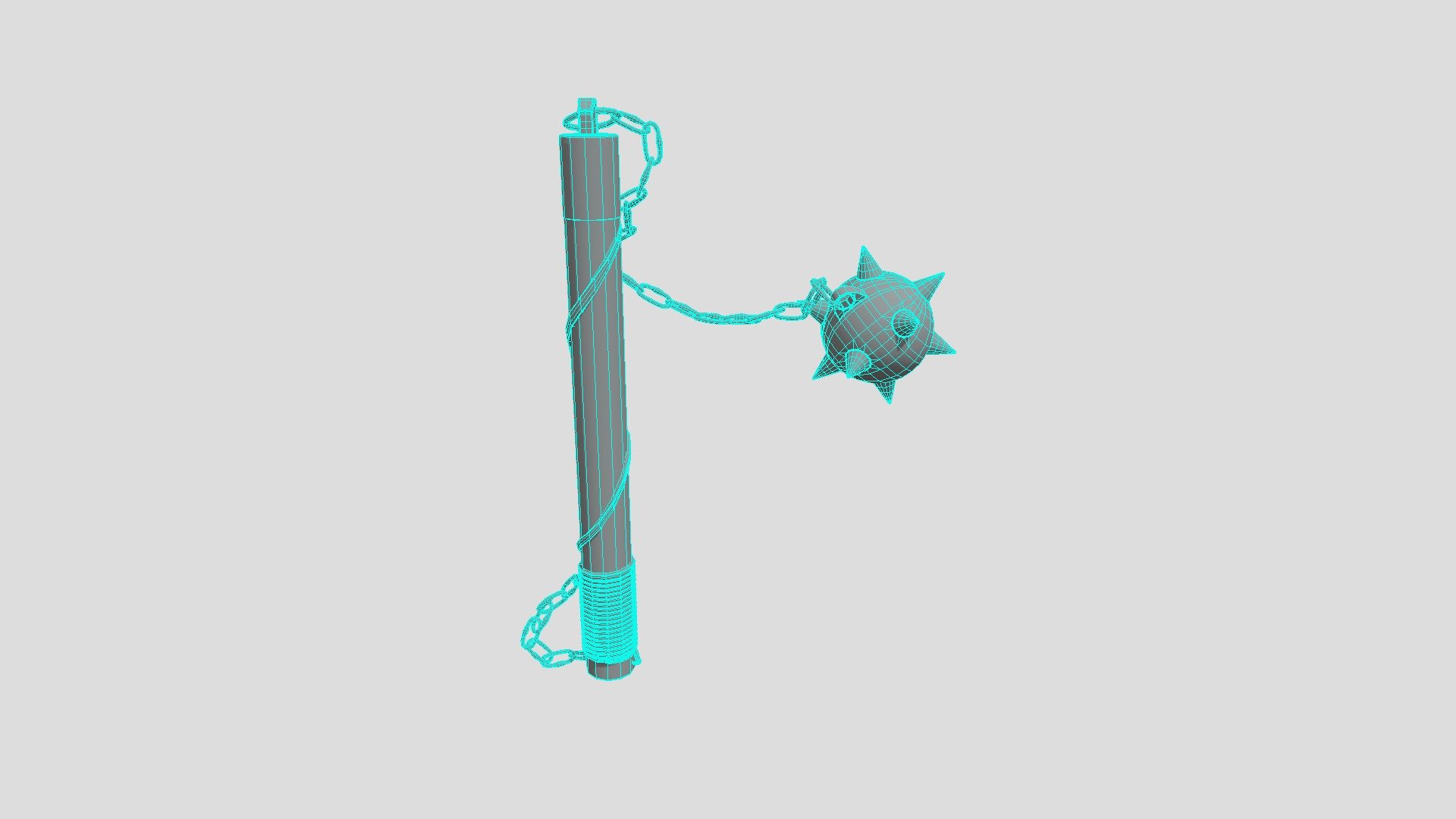 Low Resolution Medieval Flail with Wireframe - 3D model by shanesmodels ...