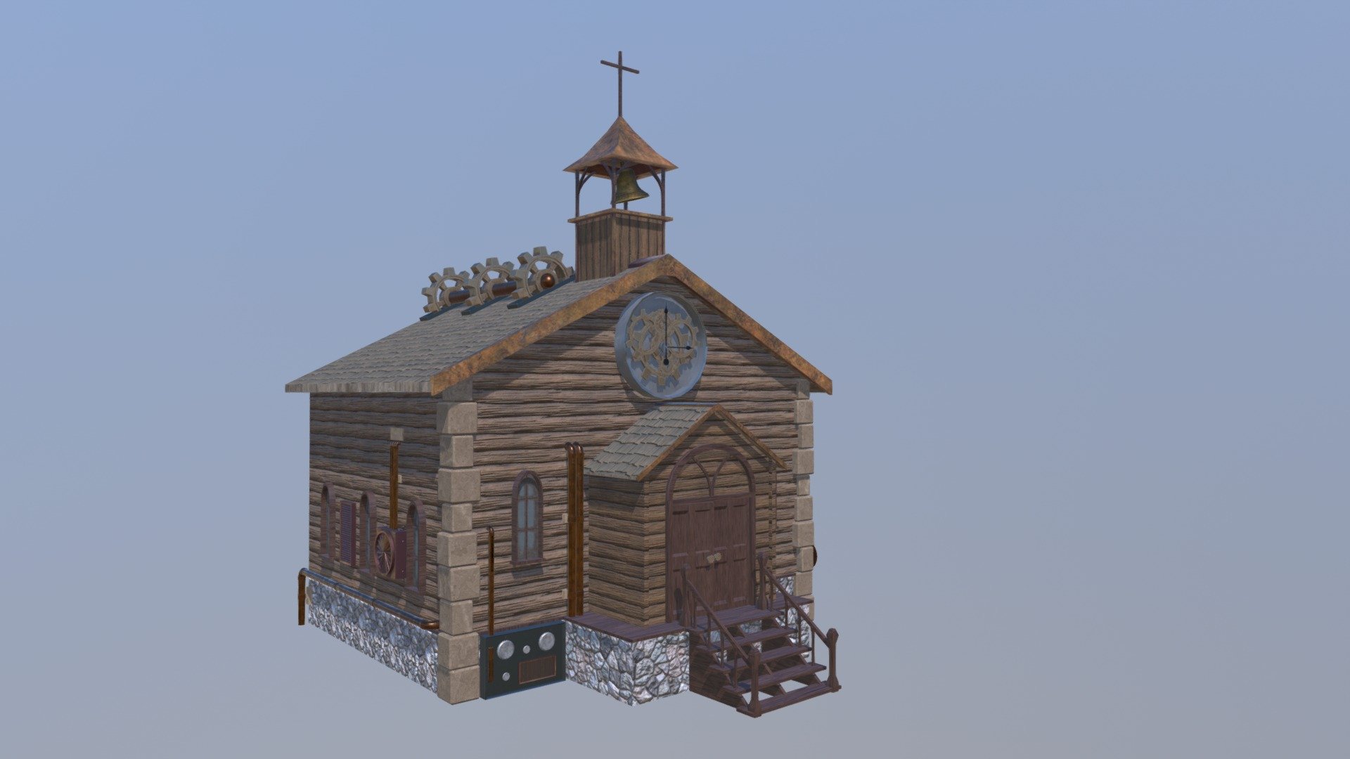 Western Facade - Animated - Steampunk Chapel - 3D model by Chad Green ...