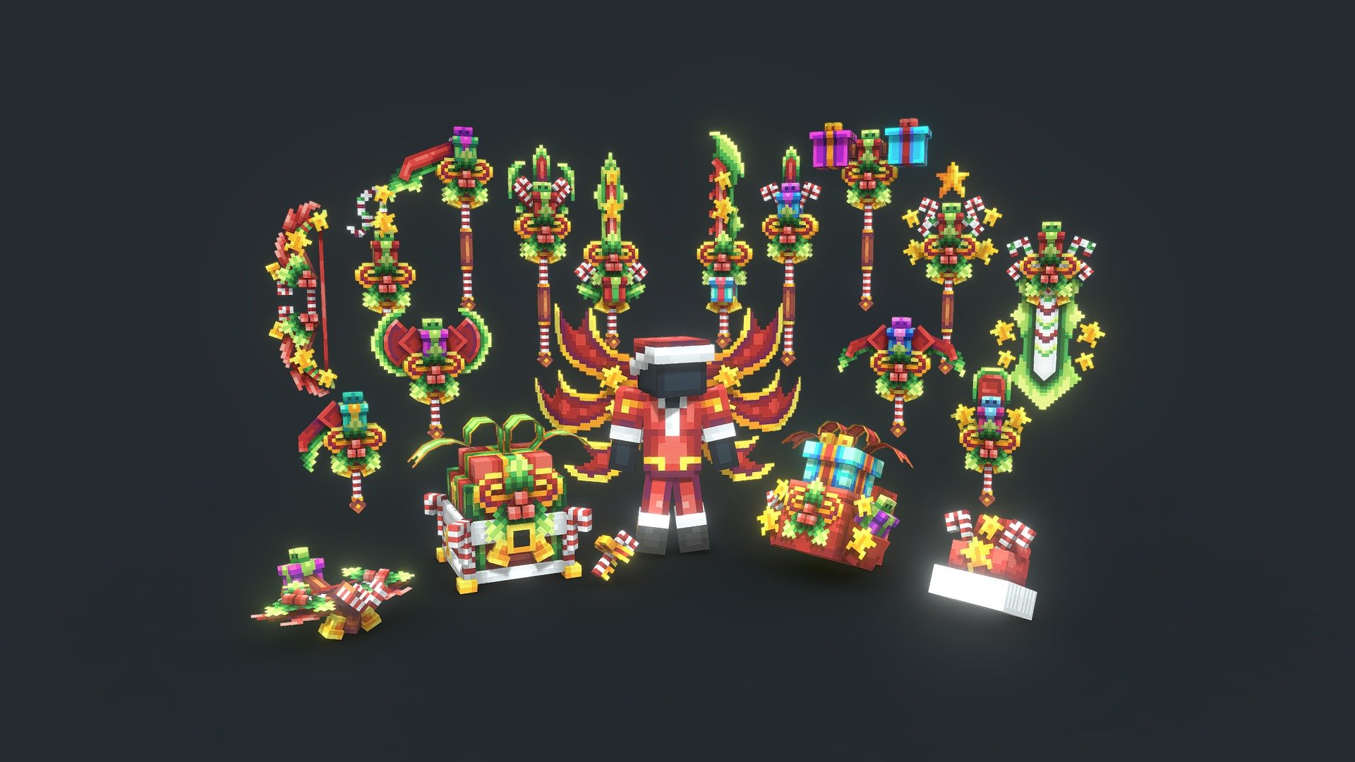 Merry Christmas Weapons & Tools Set - 3D model by Polygony (@polygonymc ...