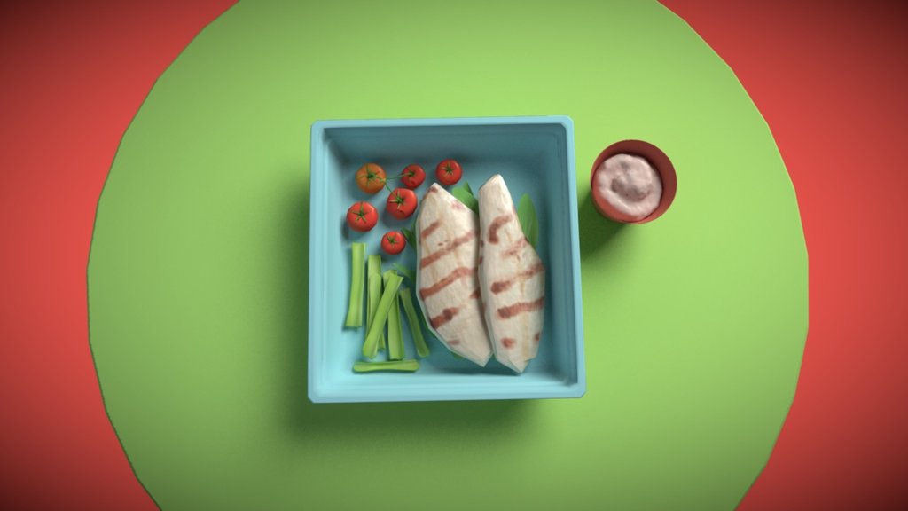 Chicken hummus bistro box - 3D model by megasrithar (@megasri) [2742f12 ...