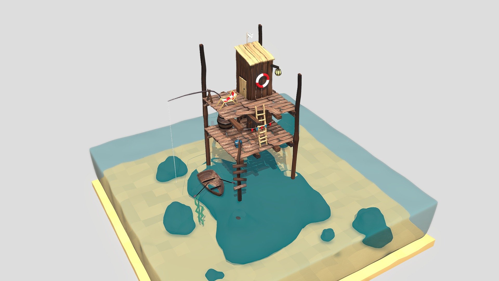 wooden sea shack - Download Free 3D model by shindedhirendra780 ...