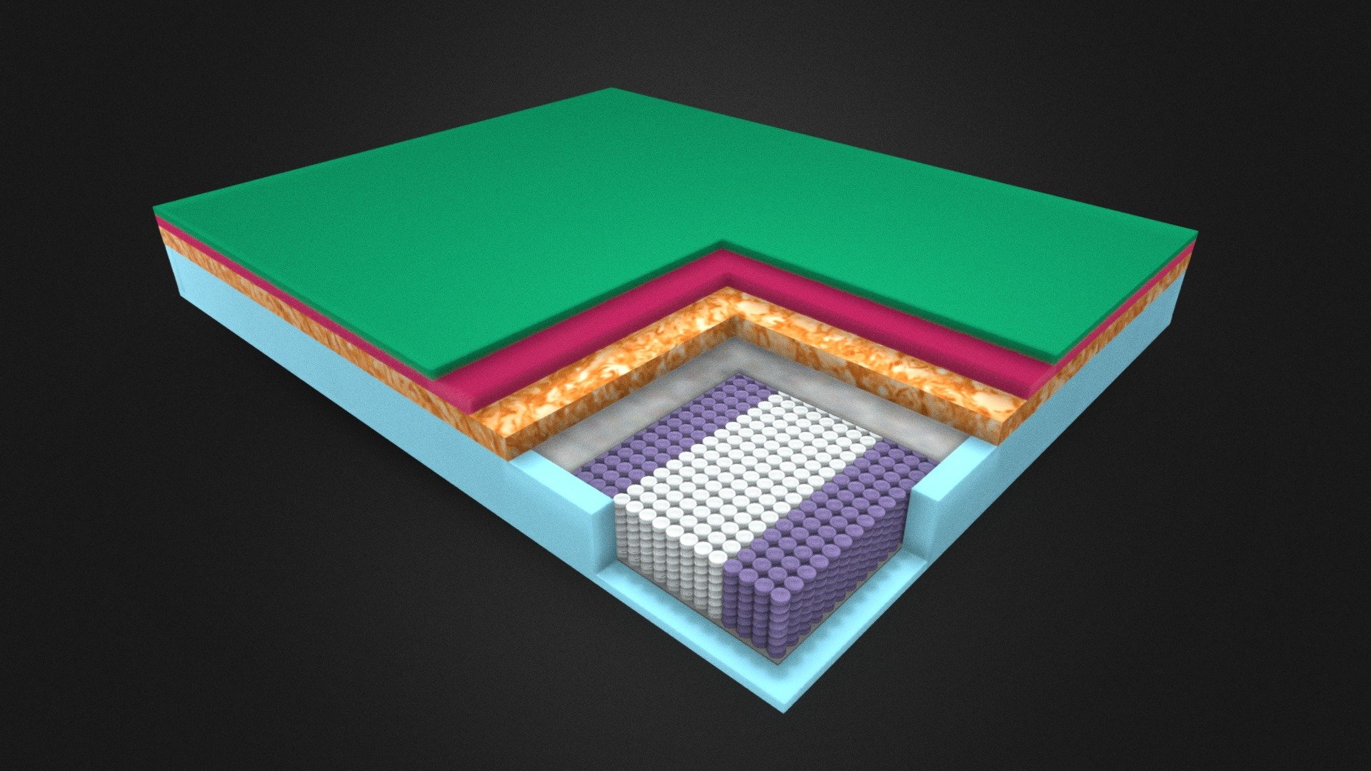 Multi-Pocket spring mattress cross-section - 3D model by Piotr Związek ...