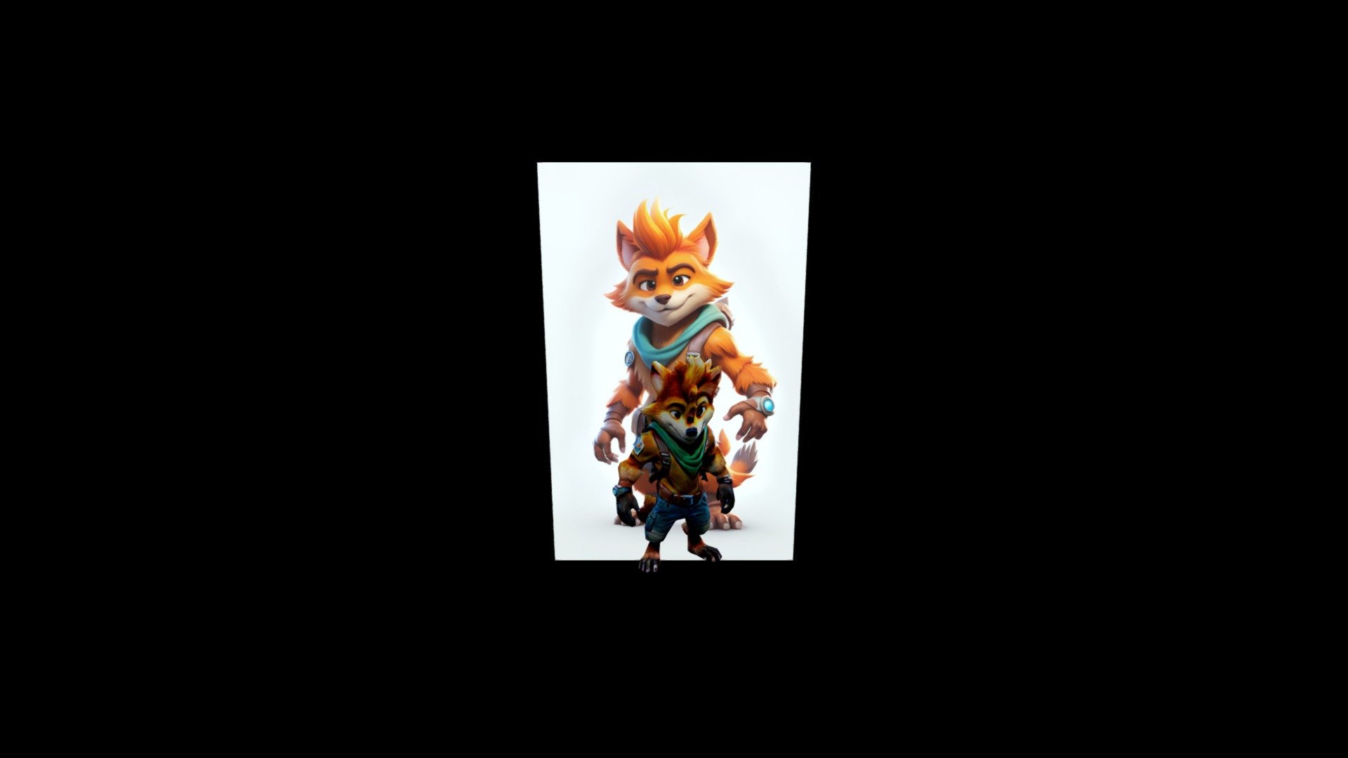 a cartoon fox with a blue scarf, disney stylized - Download Free 3D ...