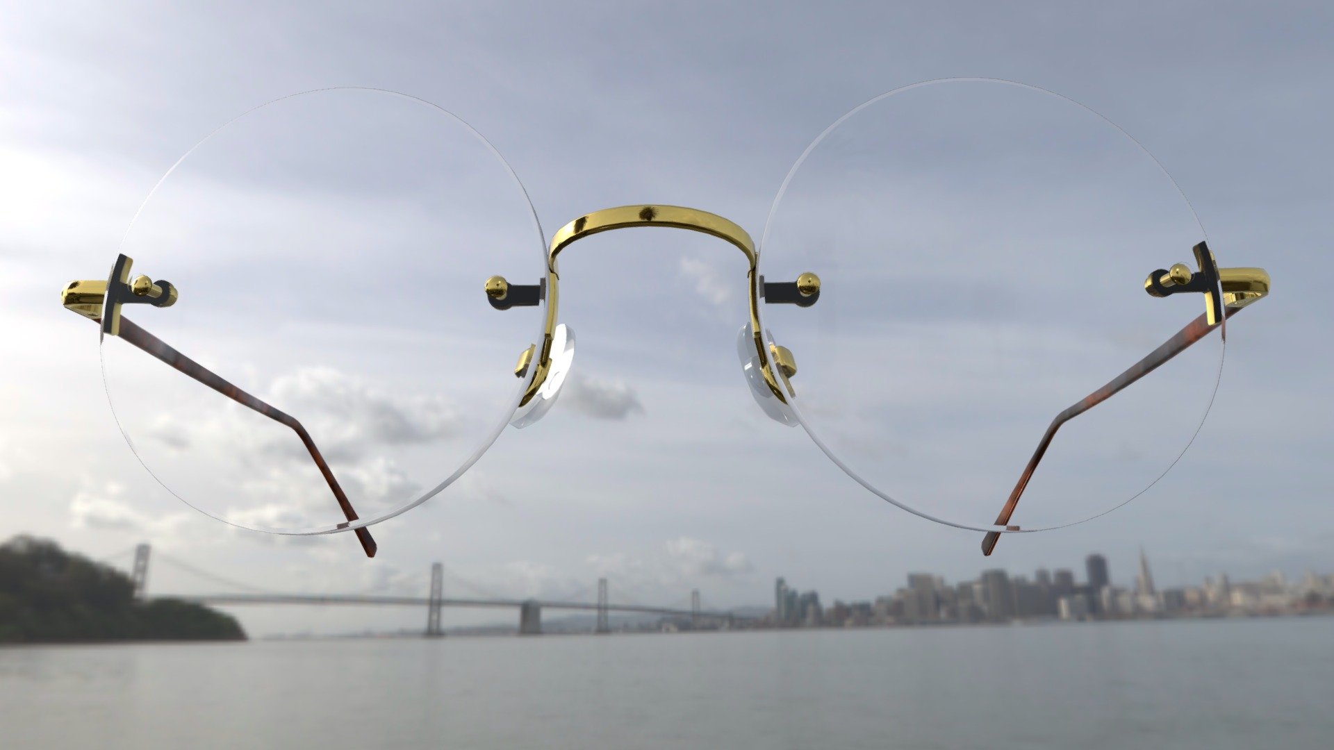 Rimless Round Eyeglasses - 3D model by Jean-Luc (@Ruslan_Kokarev ...